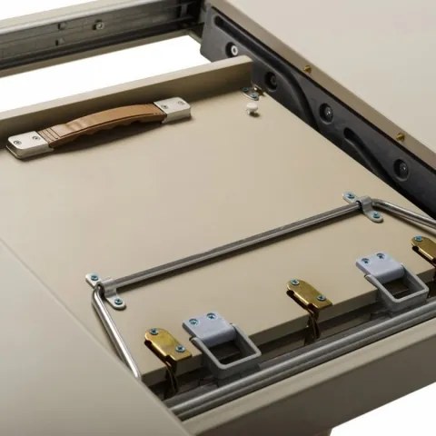 Jídelní rozkládací stůl 110+40x75 skleněná deska cappuccino mat HT-430 CAP