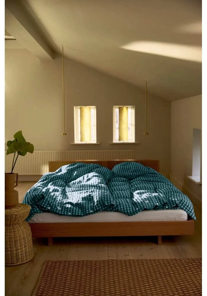 Zelené/modré krepové povlečení na jednolůžko/prodloužené 140x220 cm Bæk&Bølge – JUNA