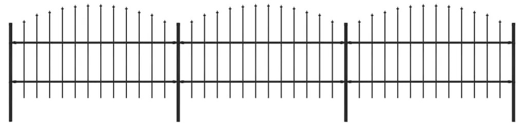vidaXL Marketos Zahradní plot s kopím nahoře ocelový 537 x 100 cm černý
