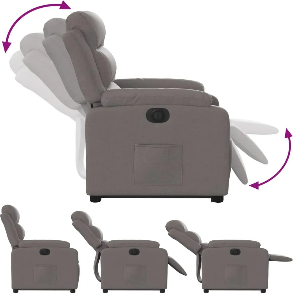 Elektrické zvedací polohovací křeslo taupe textil 3205012