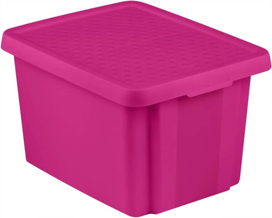 Plastová úložná krabice s víkem 26 l, fialová | BIANO
