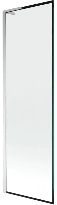 Mexen Next L, 1-křídlová vanová zástěna 60 x 150 cm, 6mm čiré sklo-černý vzor, ​​chromový profil, 895-060-000-03-70-01