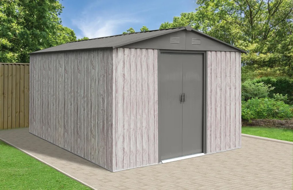 Zahradní domek BestBerg ZDB-9SD / 9 m² / 279 x 324 x 211 cm / dekor bílé dřevo/šedá