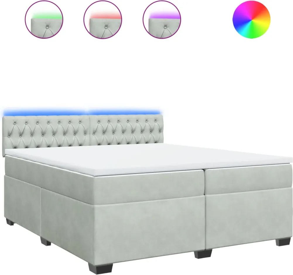 Box spring postel s matrací světle šedá 200x200 cm samet 3288708