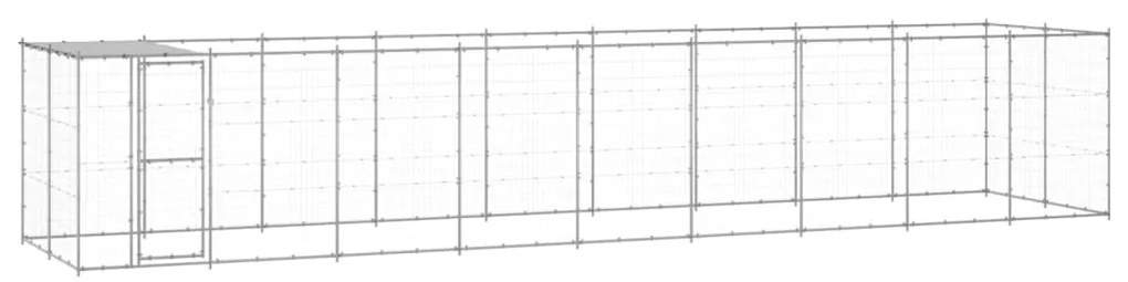 Venkovní psí kotec se střechou pozinkovaná ocel 21,78 m²