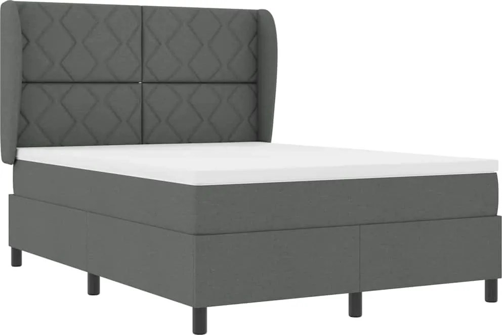 Postel s boxspringem s čelo Tmavě šedá 140 x 200 cm textil 3340628