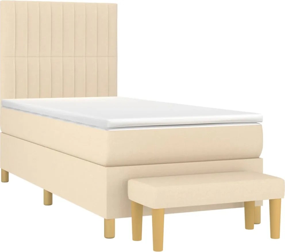 Box spring postel s matrací krémová 90x190 cm textil 3137282