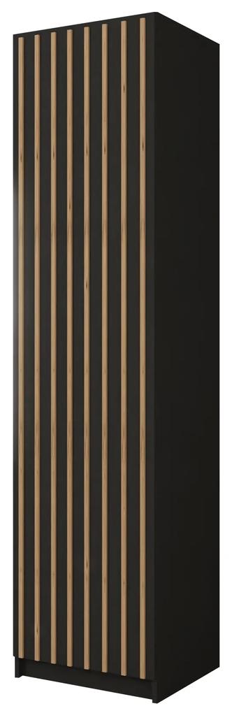 ARK Šatní skříň JACKSON, Černá s lamely 50 cm