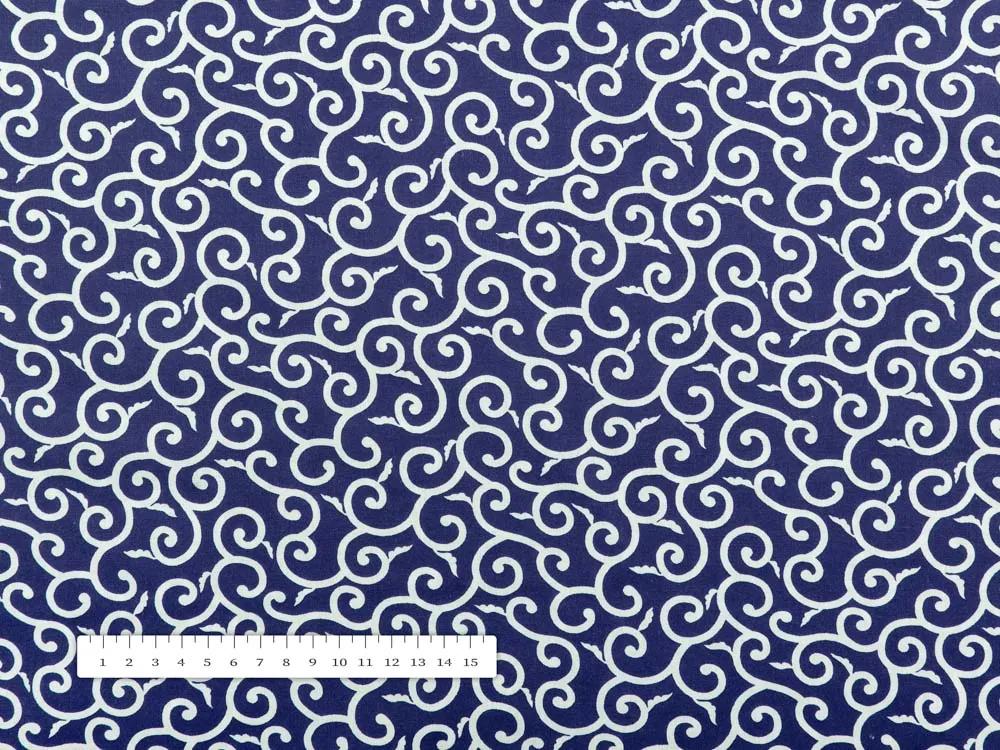 Biante Bavlněný běhoun na stůl Sandra SA-257 Ornamenty na tmavě modrém 20x180 cm