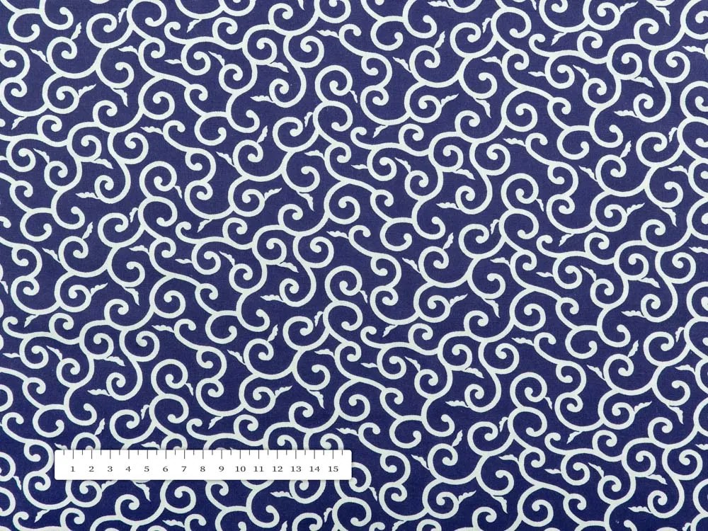 Biante Bavlněný běhoun na stůl Sandra SA-257 Ornamenty na tmavě modrém 45x160 cm