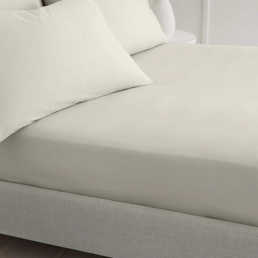 Béžové napínací prostěradlo z bavlněného perkálu 150x200 cm Cotton Percale – Bianca