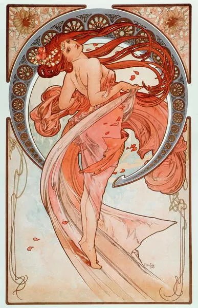 Mucha, Alphonse Marie - Obrazová reprodukce La danse Lithographs series, (26.7 x 40 cm)