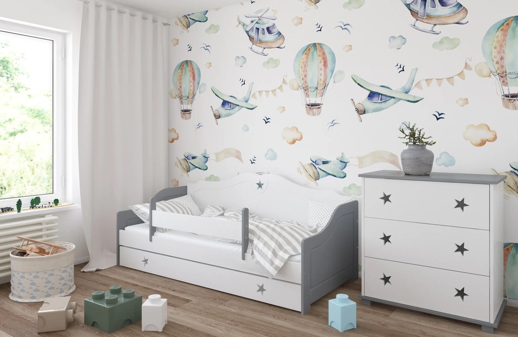 BabyBeds Dětská postel FRANIO hvězdičky Velikost postele: 160x80 cm, Barevné provedení: Bílá, Úložný prostor: Ne, bez úložného prostoru Bílá