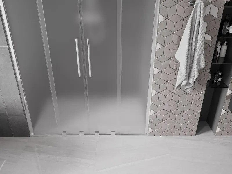 Mexen Velar Duo, posuvné sprchové dveře do otvoru 150 cm, 8mm sklo námraza, chromová, 871-150-000-32-01