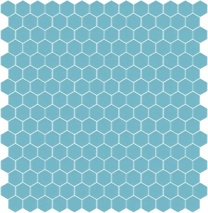 Hisbalit Skleněná mozaika modrá Mozaika 335B SATINATO hexagony 2,3x2,6 (33,33x33,33) cm - HEX335BLH