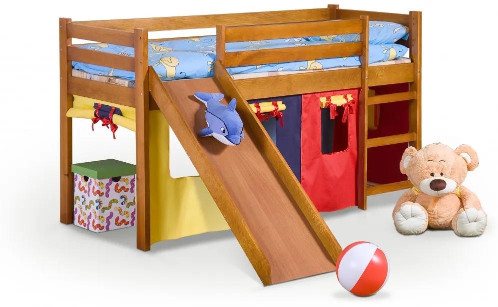 HALMAR Dětská postel Neo Plus se skluzavkou borovice