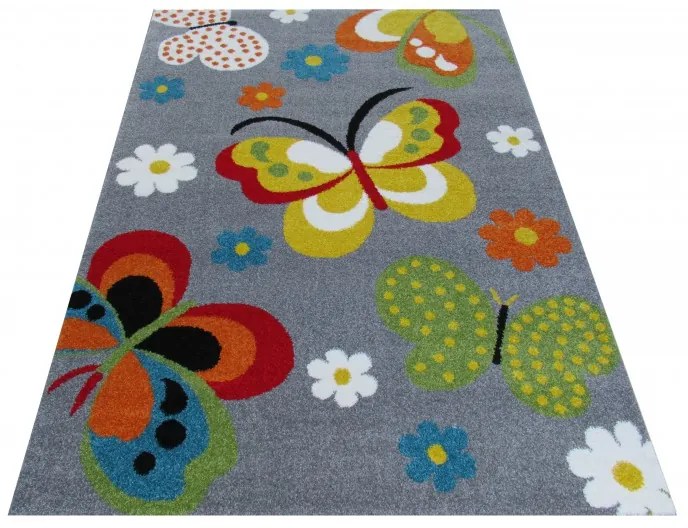 Dětský koberec Mondo motýlci / šedá - 120 x 170 cm