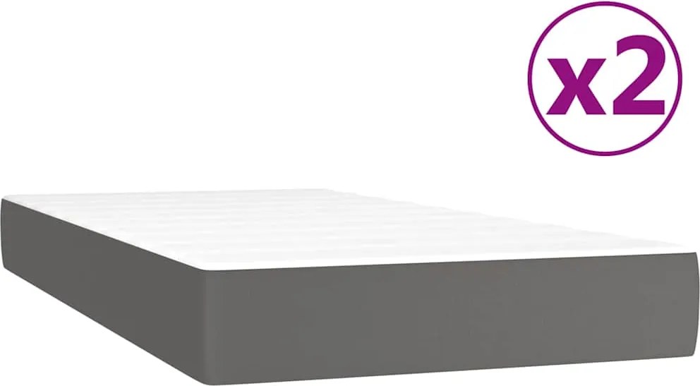 Box spring postel s matrací šedá 200x200 cm umělá kůže 3144630