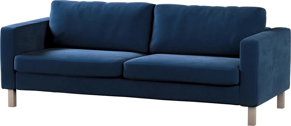 Potah na pohovku IKEA Karlstad, 3-místná, rozkládací barva tmavě modrá látka lesklé, sametová