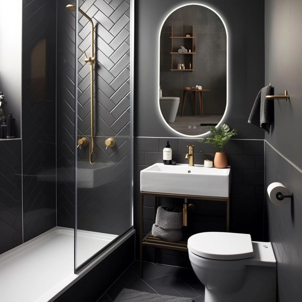 Tutumi Oválné zrcadlo 50x90 cm s regulovatelným LED osvětlením HOM-05524