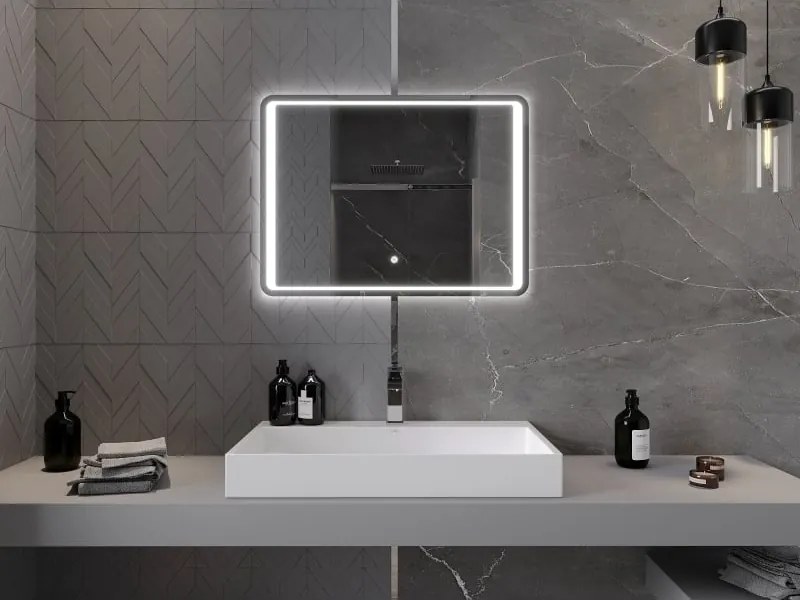 Mexen Zusa osvětlené koupelnové zrcadlo 80 x 60 cm, LED 6000K, antifog - 9808-080-060-611-00