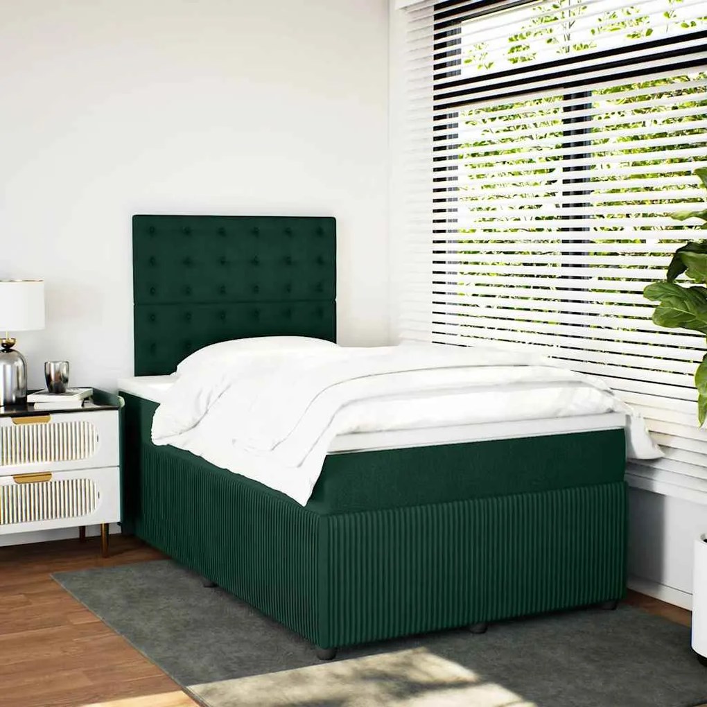 Box spring postel s matrací tmavě zelená 120x190 cm samet 3294601