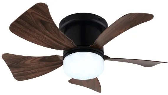 ZEVENTI - LED Stmívatelný stropní ventilátor MUNDAKA LED/10W/230V hnědá + DO