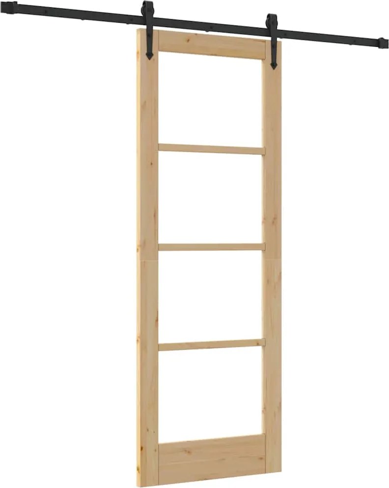 Posuvné dveře 73,5 x 198,5 cm Masivní borové dřevo a sklo 3332379