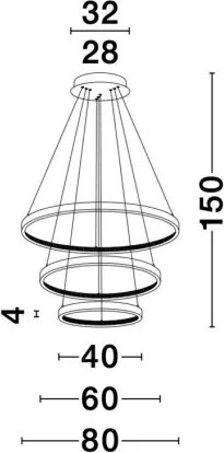Závěsné LED svítidlo NOVA LUCE PRESTON 112W 3000K 9862853 stmívatelné Triac