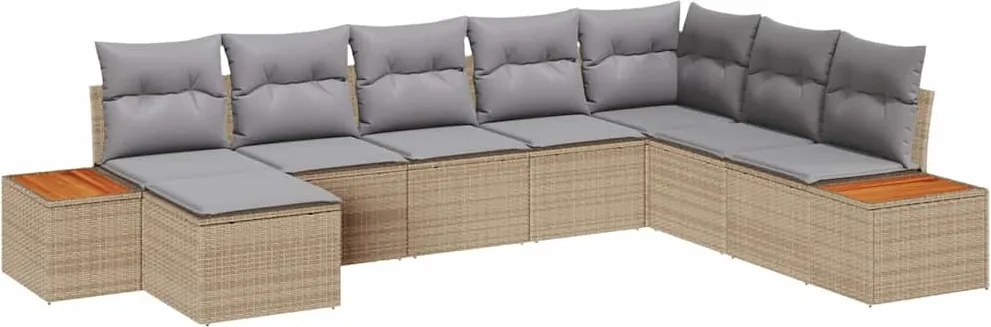 Sada zahradních pohovek 8 ks Béžová Poly ratan 3348146