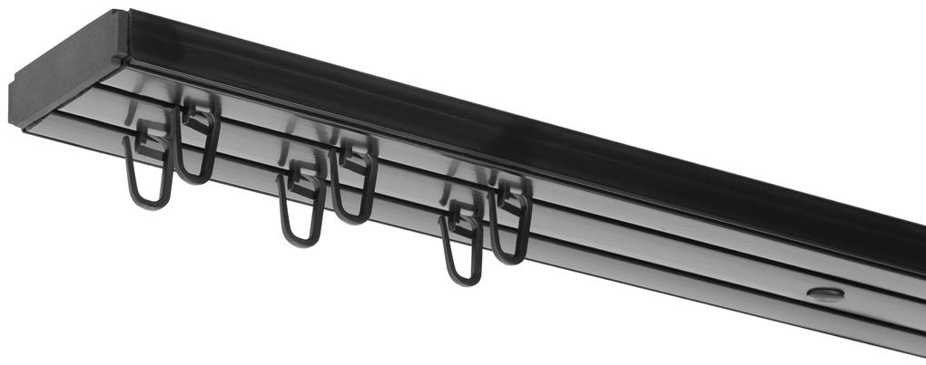 Dekodum Stropní kolejnice z PVC dvouřadá černá Délka: 130 cm, Typ přichycení: žabky