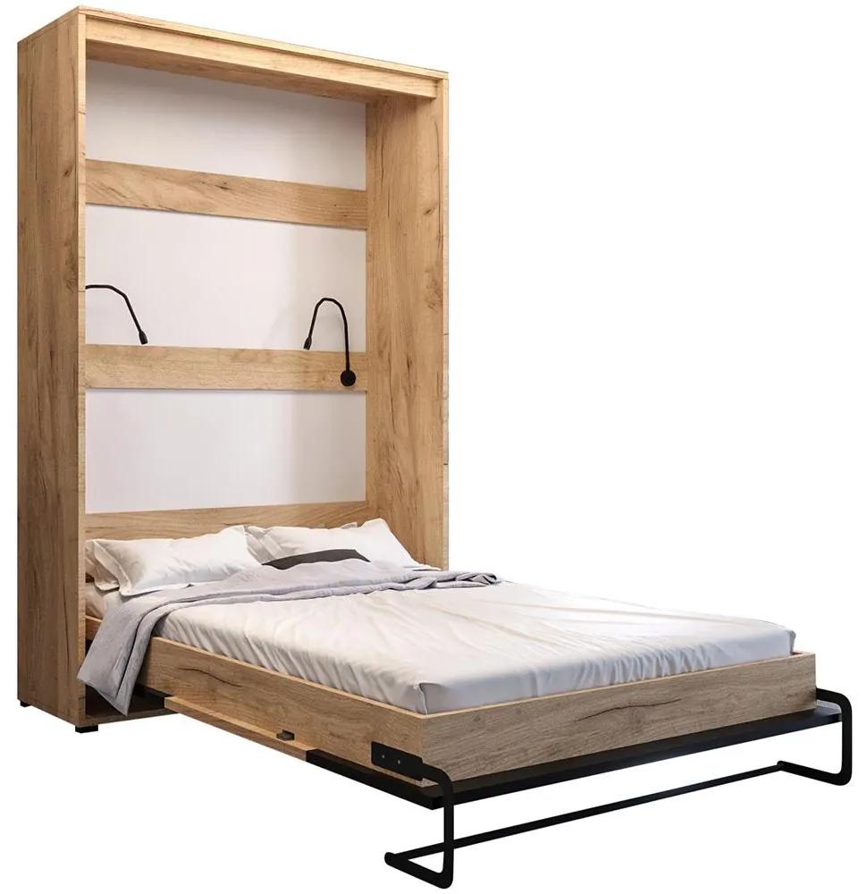 Case | sklápěcí postel 140 | dub kraft zlatý/černá