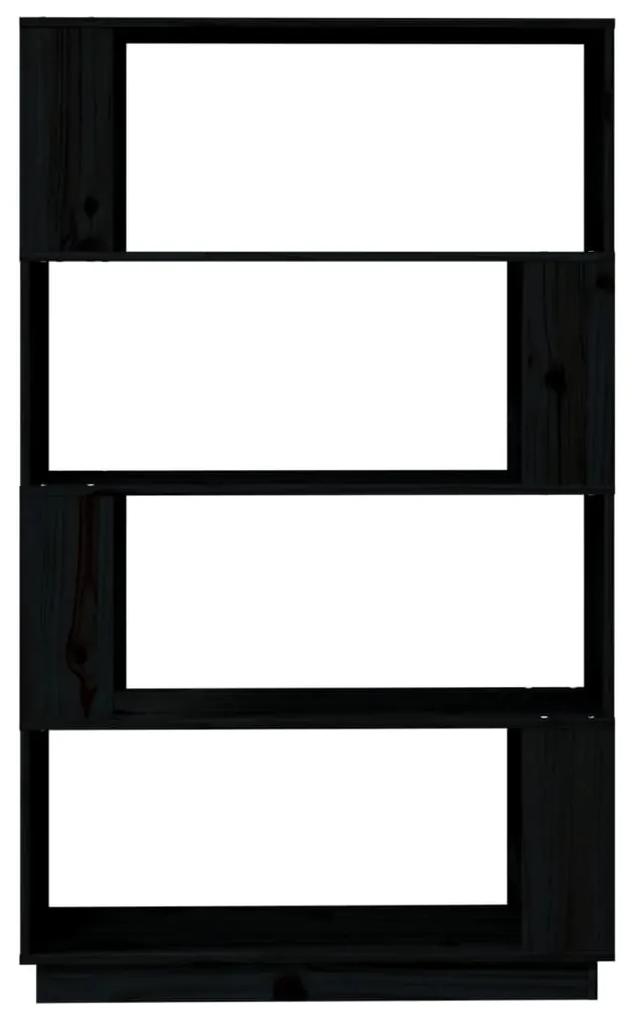 Knihovna / dělicí stěna černá 80 x 25 x 132 cm masivní borovice - Default Title