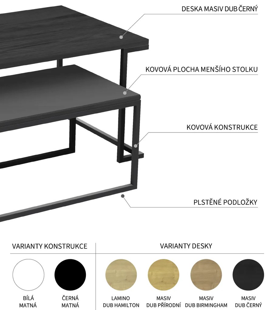 Konferenční stolek do obýváku C12, dub Hamilton ZVOLTE TYP DŘEVA:: Masiv dub BIRMINGHAM