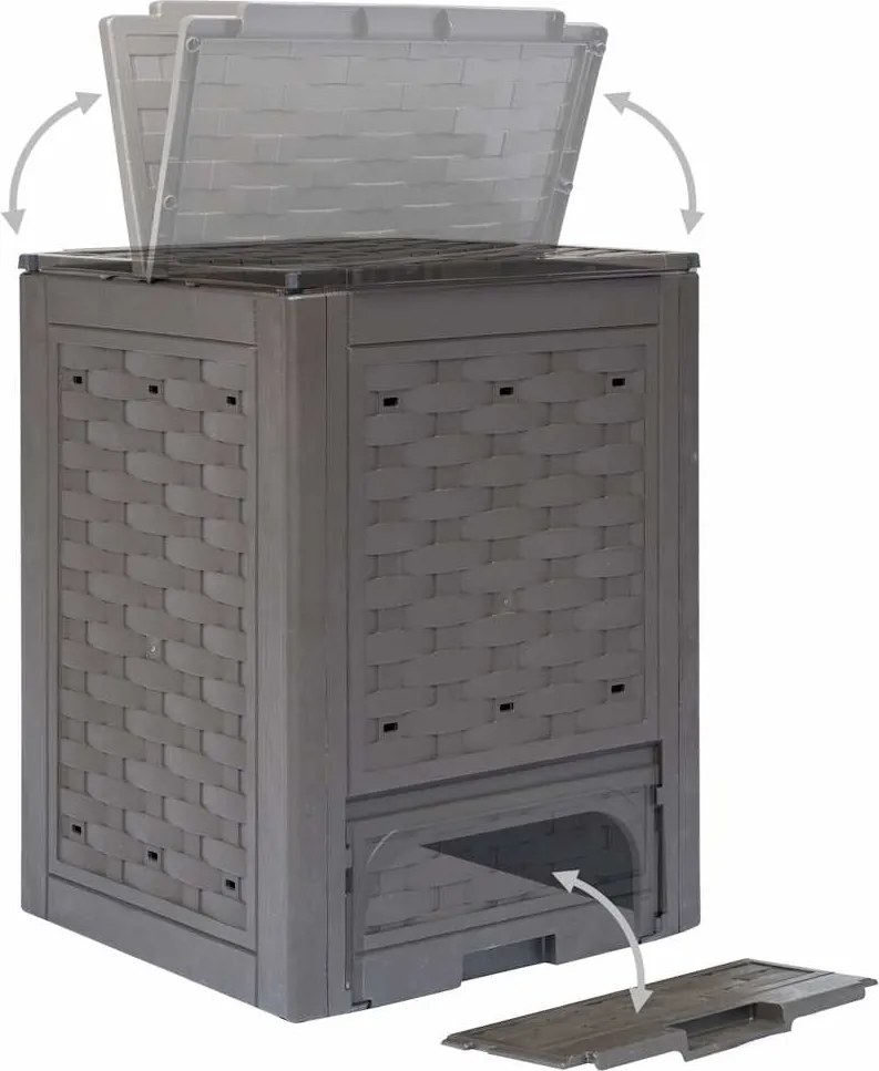 Zahradní kompostéry 2 ks hnědé 60x60x83 cm 600 l plast ratan 278917