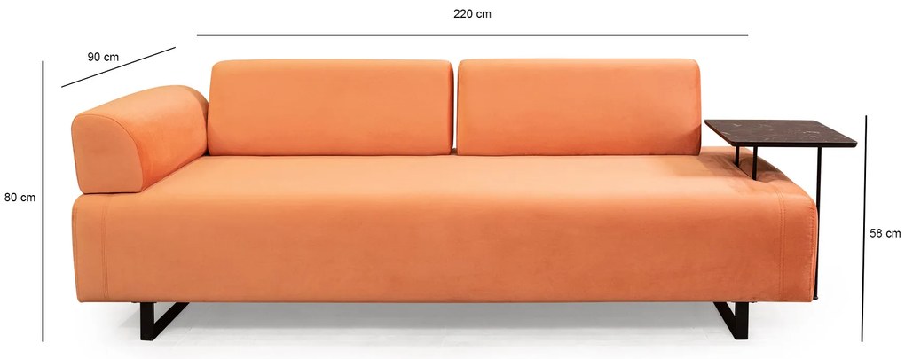 Hanah Home Pohovka INFINITY s postranním stolkem lososová 560ARE1324