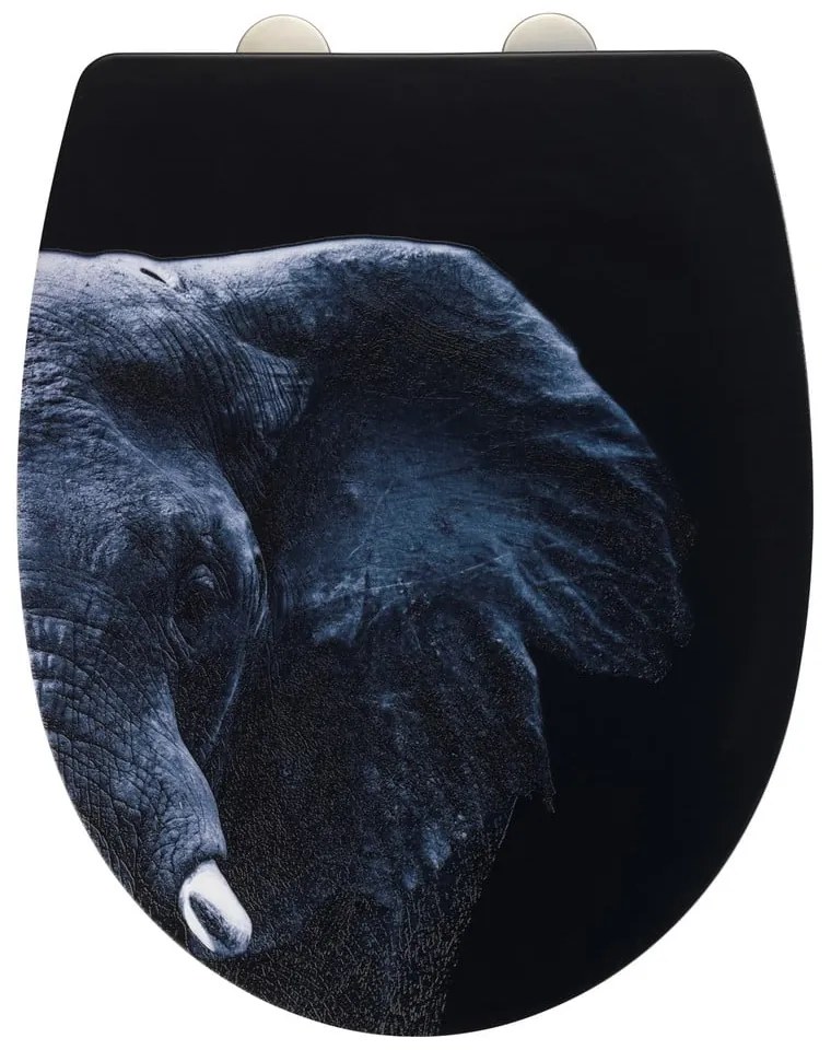 Černé WC sedátko z nerezové oceli Wenko Elephant
