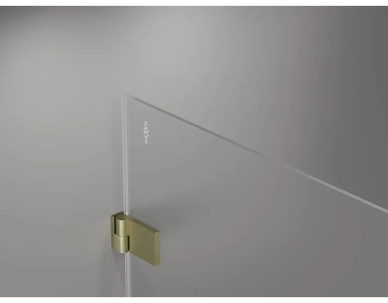 Mexen Lunar-B Duo, výklopný sprchový kout 100 x 70 cm, 8mm čiré sklo, zlatý matný profil, 832-100L-070P-55-00