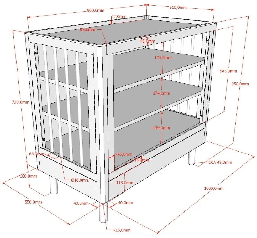 Dětská komoda z dubového dřeva s přebalovacím pultem v přírodní barvě 100x95x55 cm Forrest – Vipack