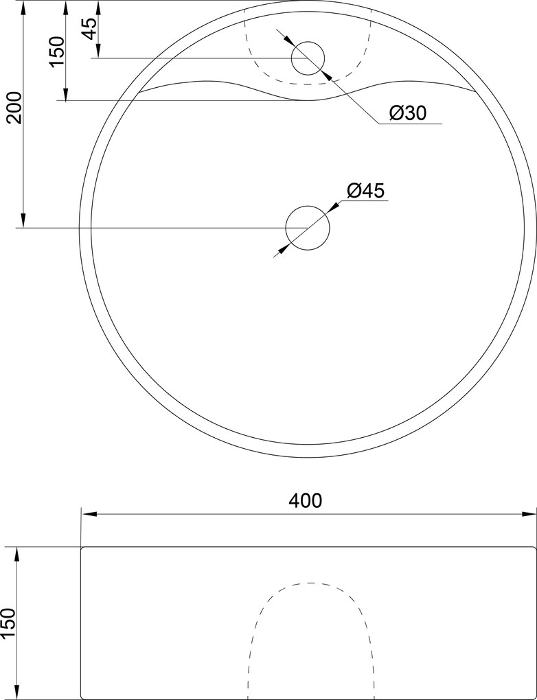 Aqualine Aqualine, Umyvadlo na desku 40x15 cm, 49413