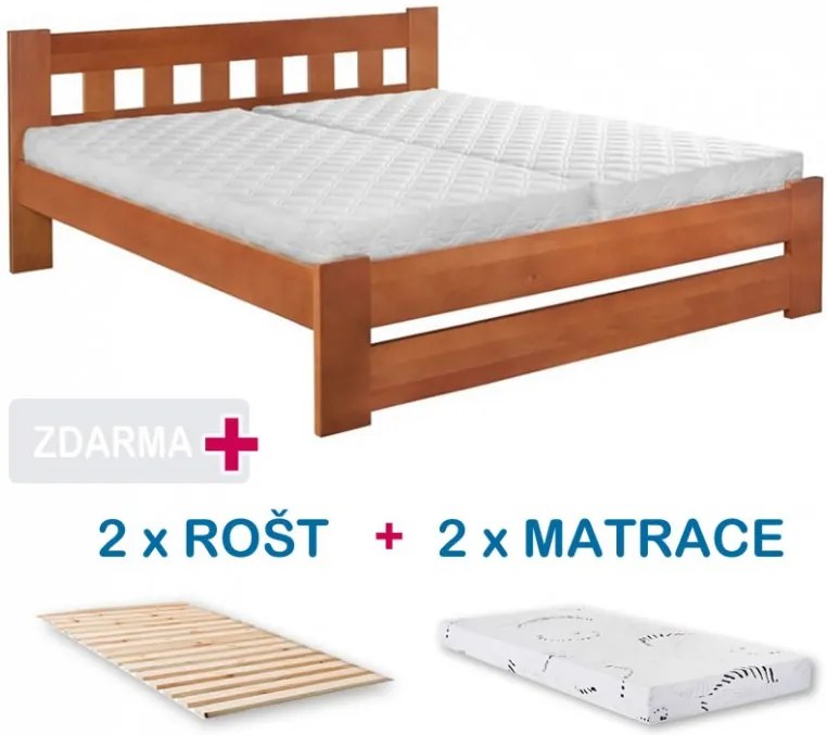 Manželská postel BARA s roštem a matrací ZDARMA 180x200, masiv buk, ořech GR design