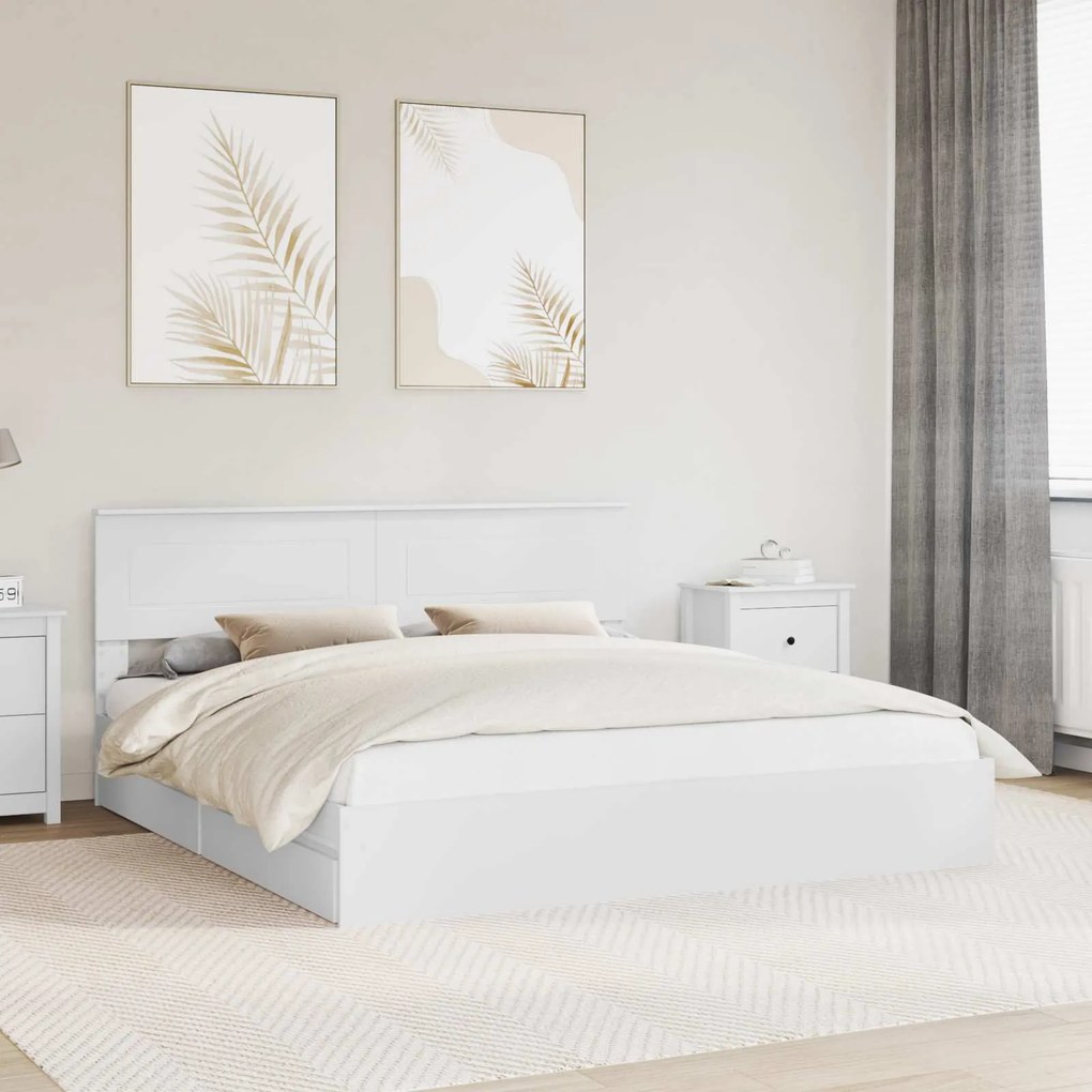 Postel s úložným prostorem Bílá 180 x 200 cm Kompozitní dřevo 3408431