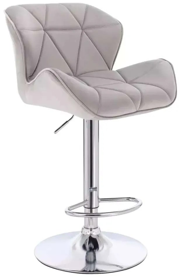 LuxuryForm DESIGN Barová židle MILANO VELUR na stříbrné kulaté podstavě - světle šedá