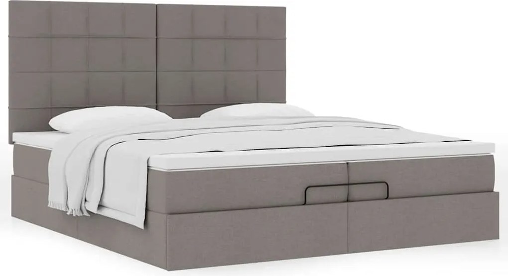 Osmanský rám postele s matracíes taupe 200x200cm textil 3313186