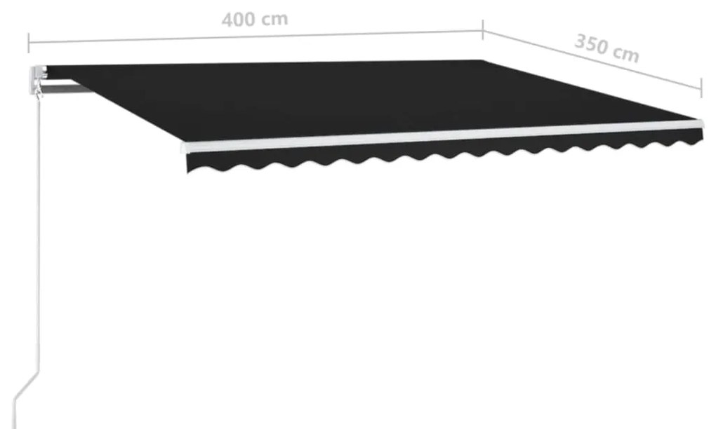 vidaXL Marketos Ručně zatahovací markýza 400 x 350 cm antracitová