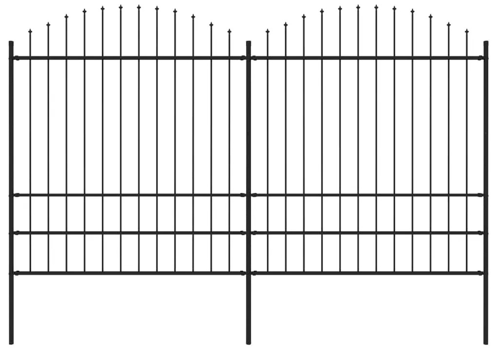 Zahradní plot s kopím nahoře ocelový 359 x 200 cm černý