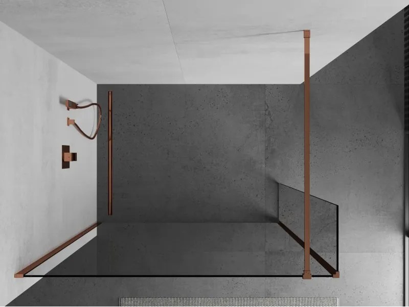 Mexen Kioto, sprchový kout typ Walk-in 90 x 30 cm, 8mm čiré sklo, profil růžové zlato, 800-090-212-60-00-030