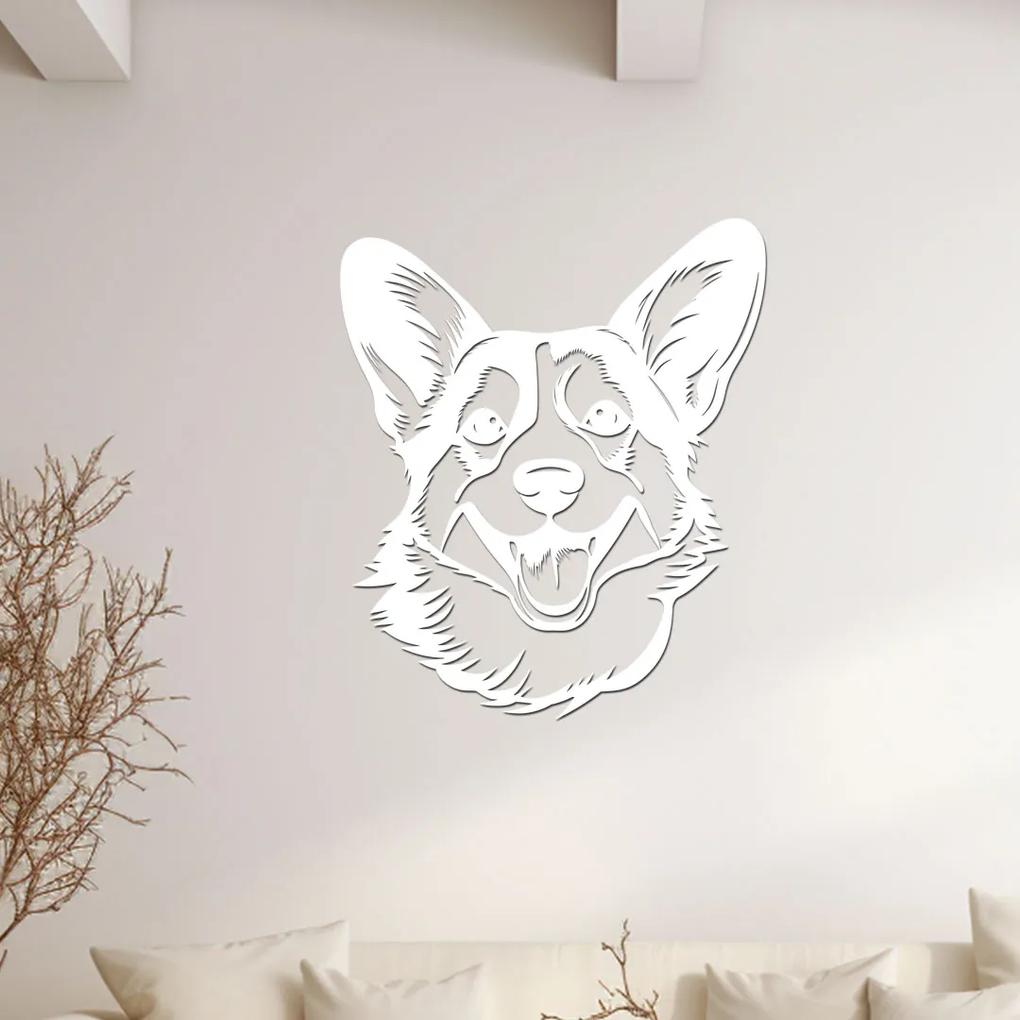 dřevo života Dřevěná dekorace na stěnu psa Corgi hlava Rozměry (cm): 50x60, Barevný vzor: Horský dub
