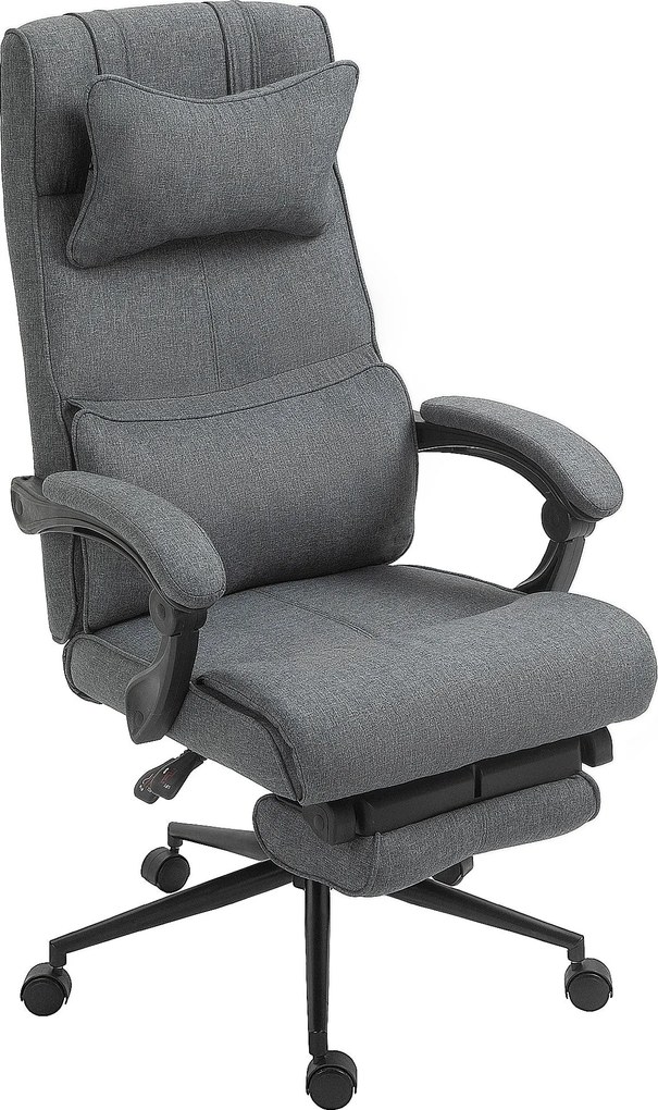 Vinsetto Ergonomická a polstrovaná kancelářská židle s nastavitelnou výškou, studentská židle s područky, hlavovou opěrkou, opěrkou nohou a 5 kolečky,
