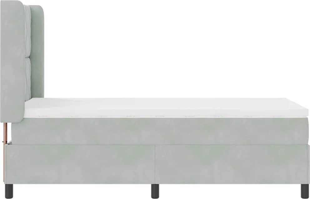 Postel s boxspringem s čelo Světle šedá 90 x 190 cm samet 3342038
